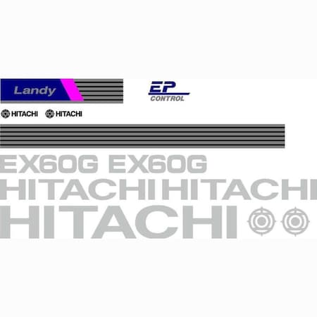 Aftermarket Decal Set with Landy And EP Control Decals for Hitachi EX60G Excavator HTEX60G ...